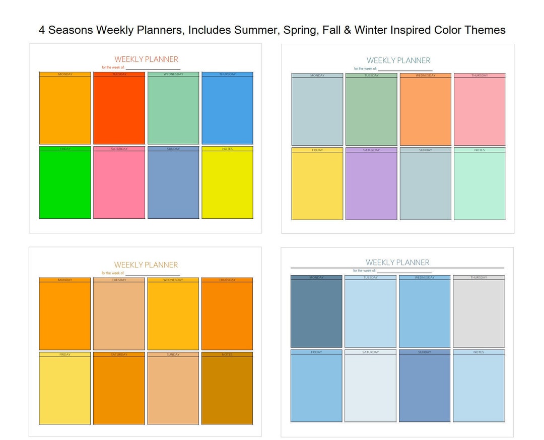 4 Seasons Weekly Planner Bundle Summer Spring Fall & Winter - Etsy
