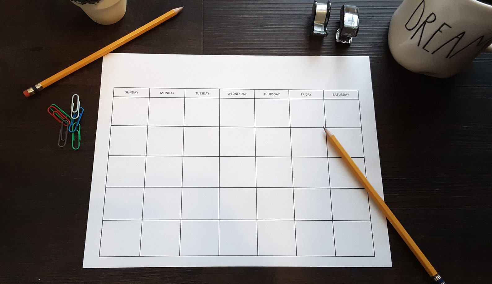 Blank Monthly Calendar Printable: Sunday Start, 4 Styles (digital ...