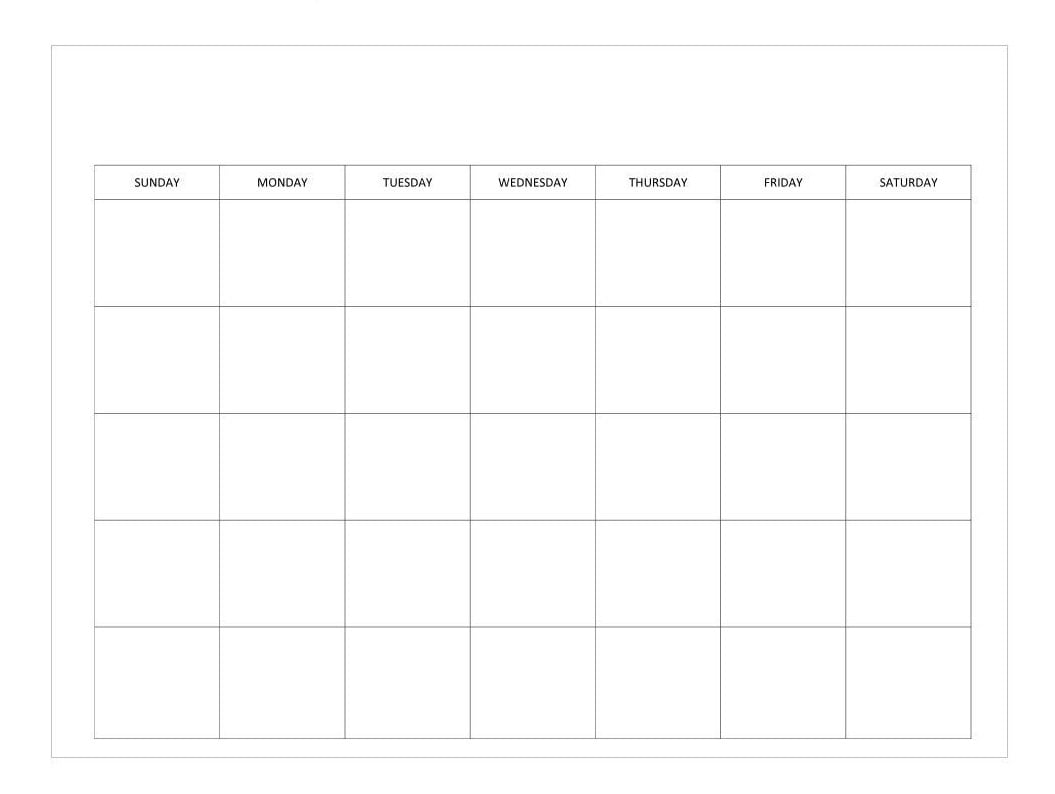 Sunday Start Printable Blank Monthly Calendar, Available in 4 Styles ...
