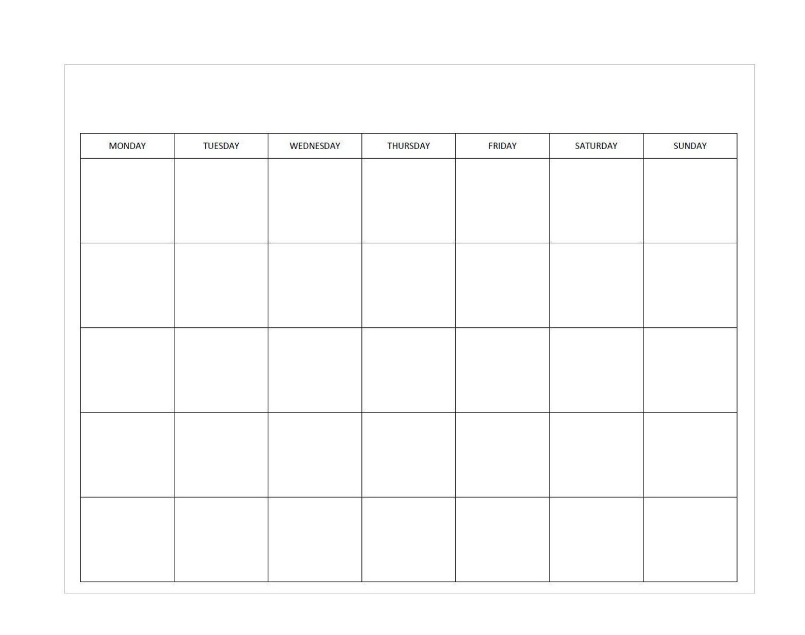 Blank Monday Start Monthly Calendar, Minimalist, Printable, (digital ...