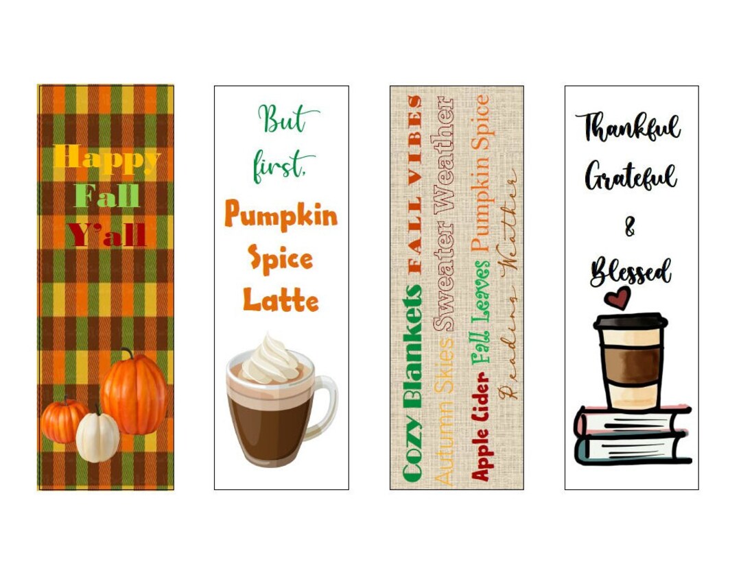 Printable Custom Designed Fall Season Bookmarks Option 2, Digital ...