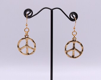 SALE Peace Charm Earrings Gift for Her 14k Gold Filled - Etsy