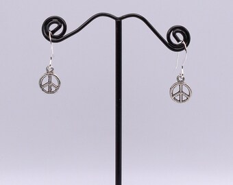 Sterling Silver Large Peace Sign Earrings Handmade by Old - Etsy