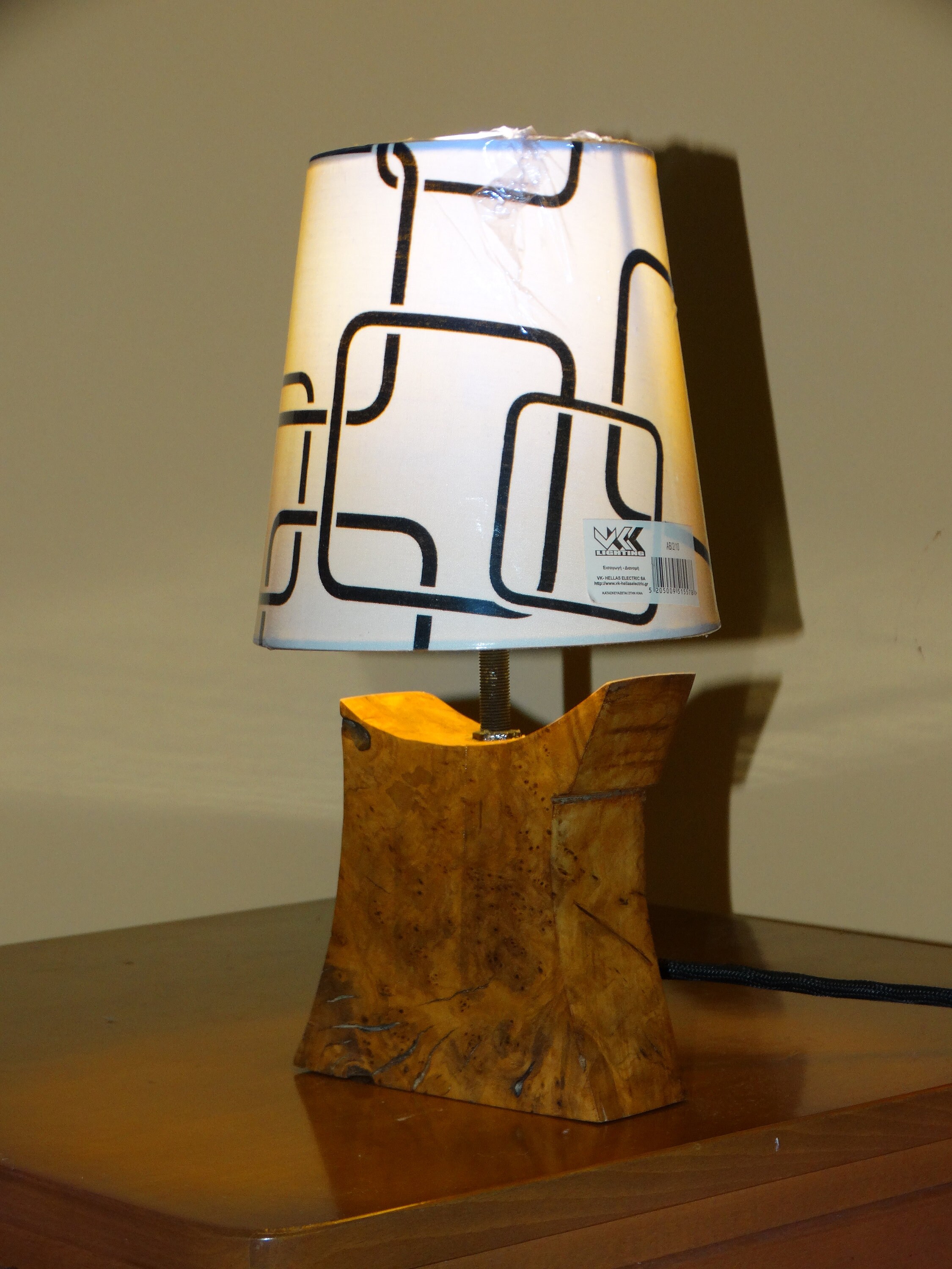 Olive Wood Root Table Lamp With Fabric Cable, a Combination of Rustic ...