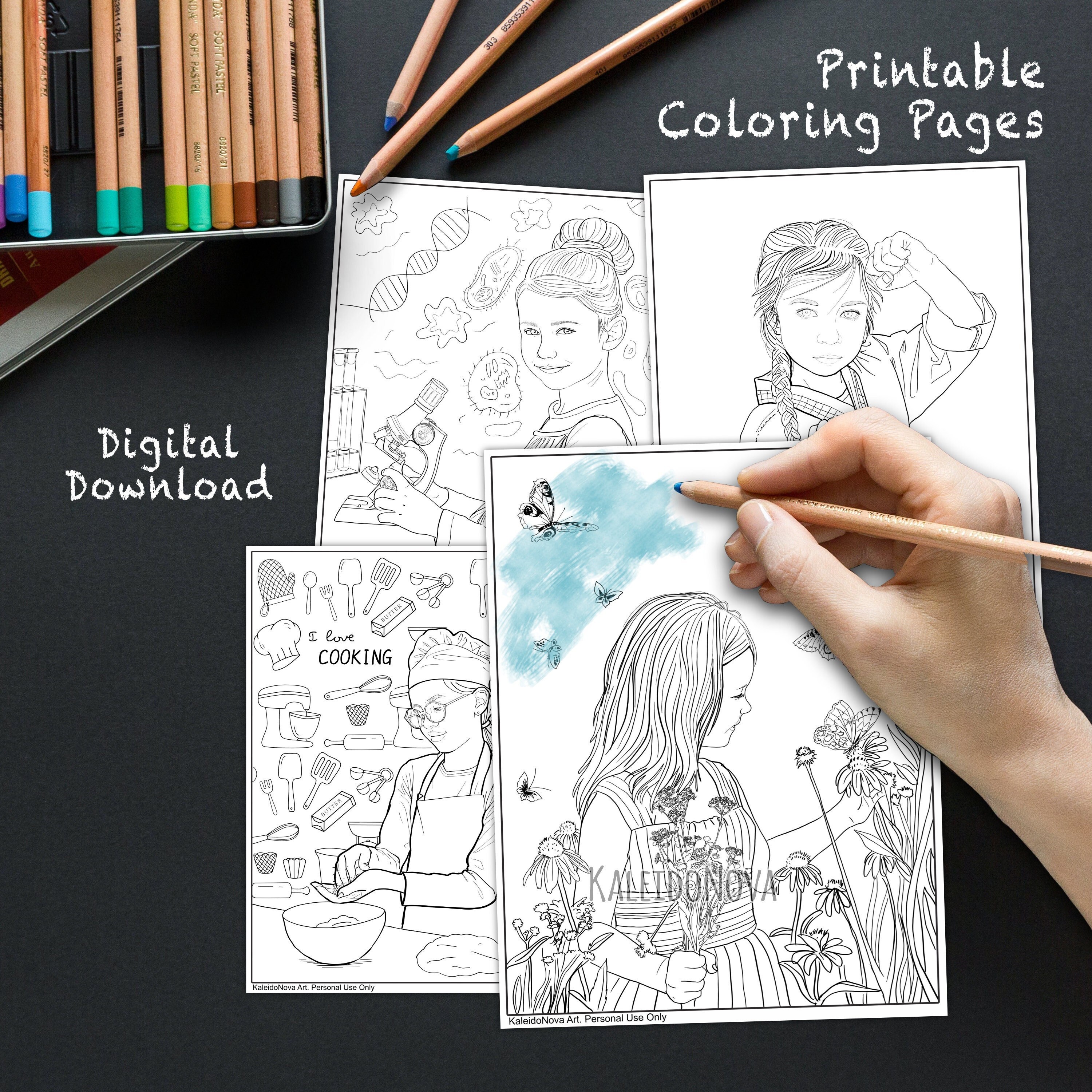 Printable Coloring Pages With Realistic Drawing Illustrations - Etsy