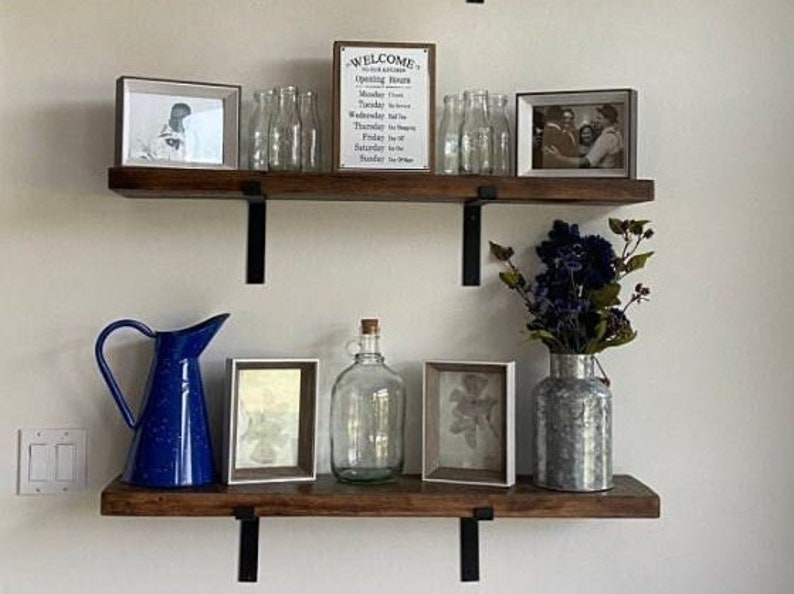 Barn Wood Shelf 1 Thick Rustic Handmade Brackets - Etsy