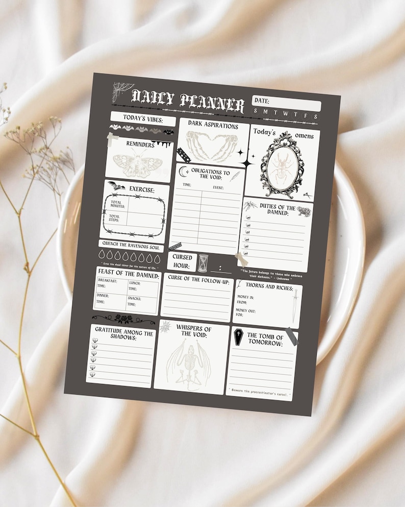 Gothic Daily Planner, Daily Printable Planner, Corporate Goth Planner ...