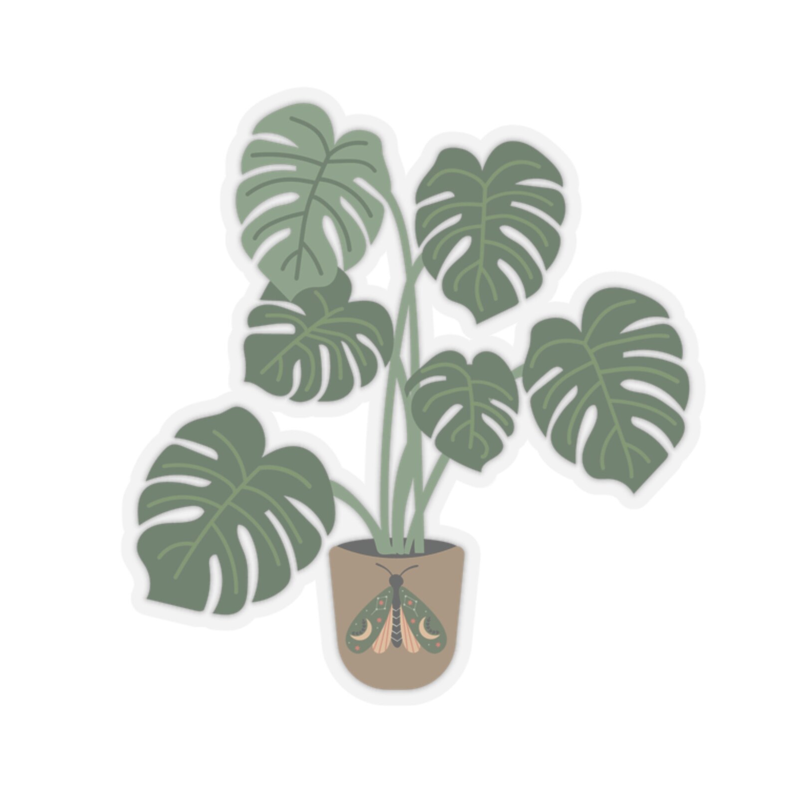Monstera Plant Sticker, Tropical Greenery Decal, Plant Mom Gift - Etsy