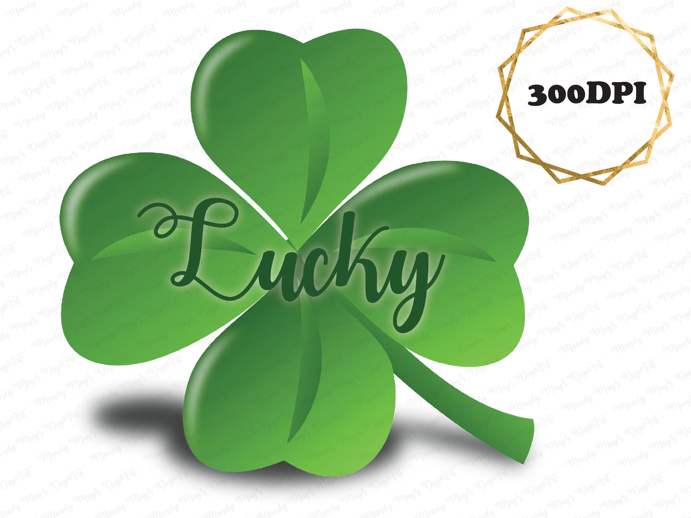Cute Lucky Four Leaf Clover Clipart, Sublimation, PNG, Printable Design ...