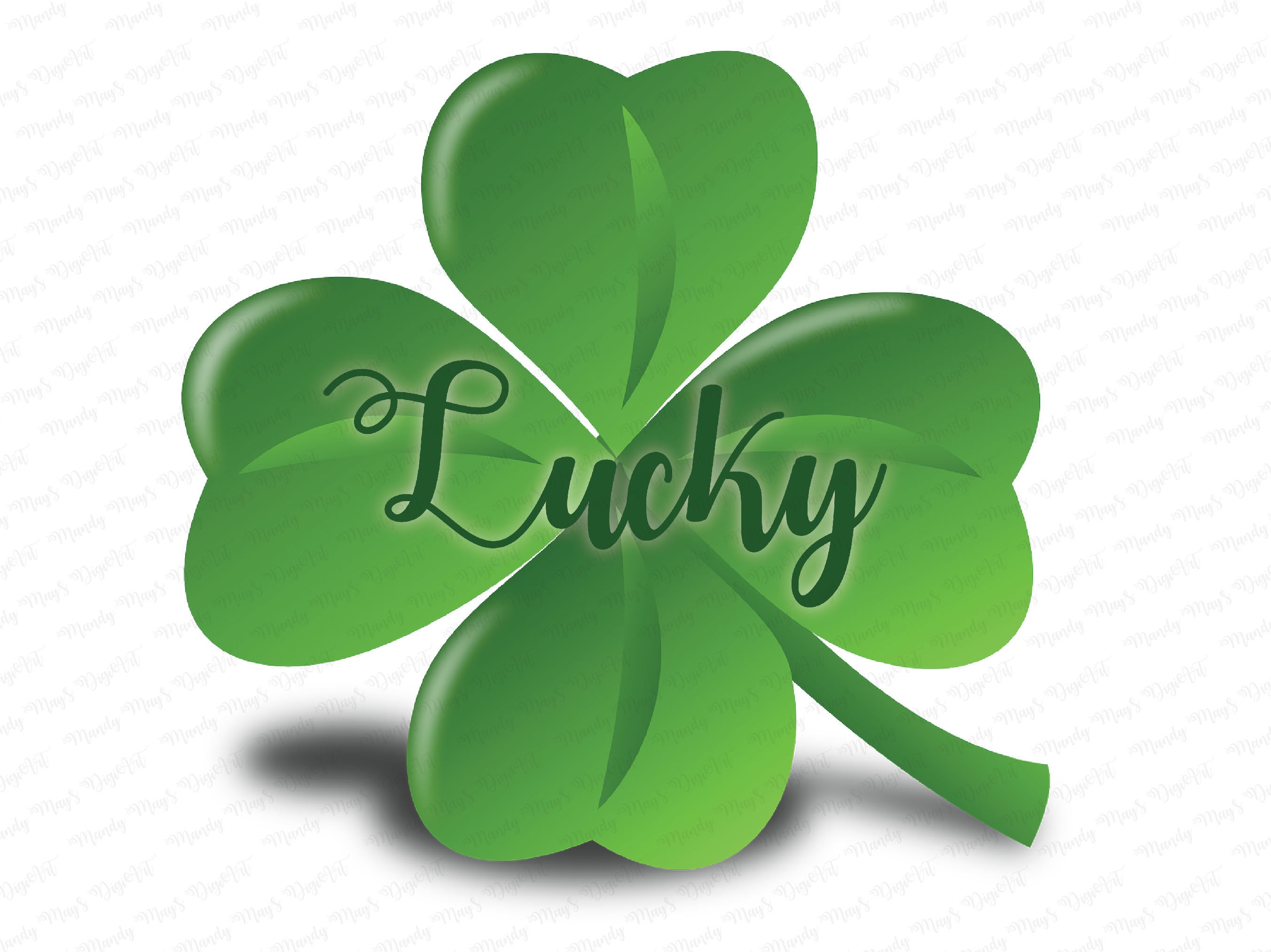 Cute Lucky Four Leaf Clover Clipart, Sublimation, PNG, Printable Design ...