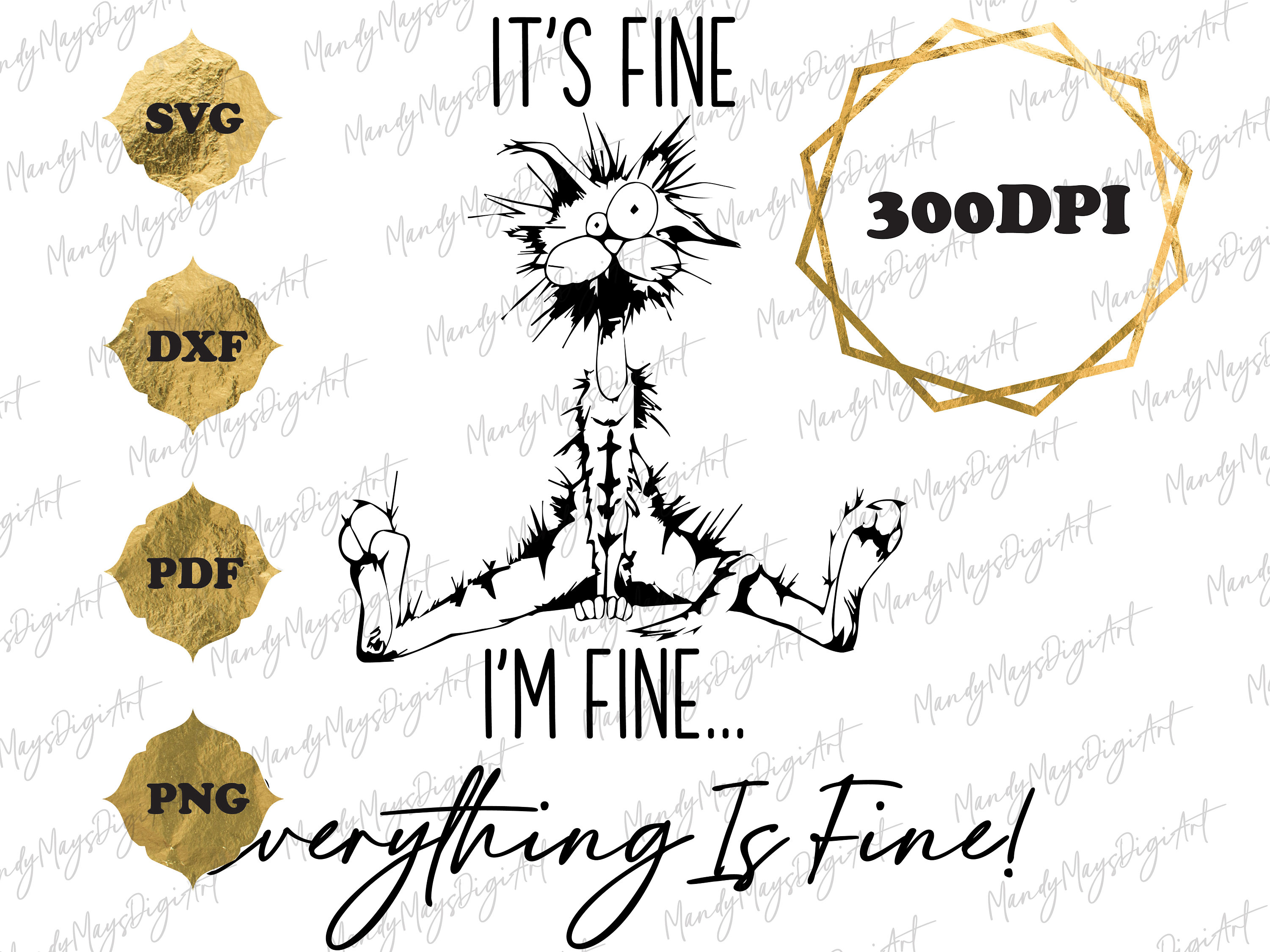 Stressed Cat Svg Cut File and Sub - Design Space, Studio File, Cricut ...