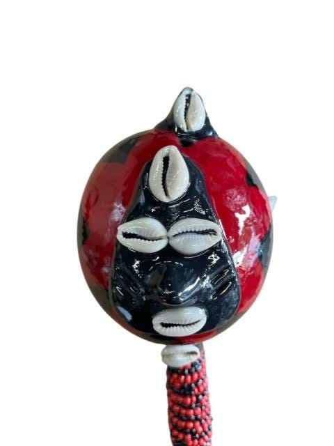 Elegua Head Maraca De Elegua/Esu - Painted Red & Black Ritual Rattle ...