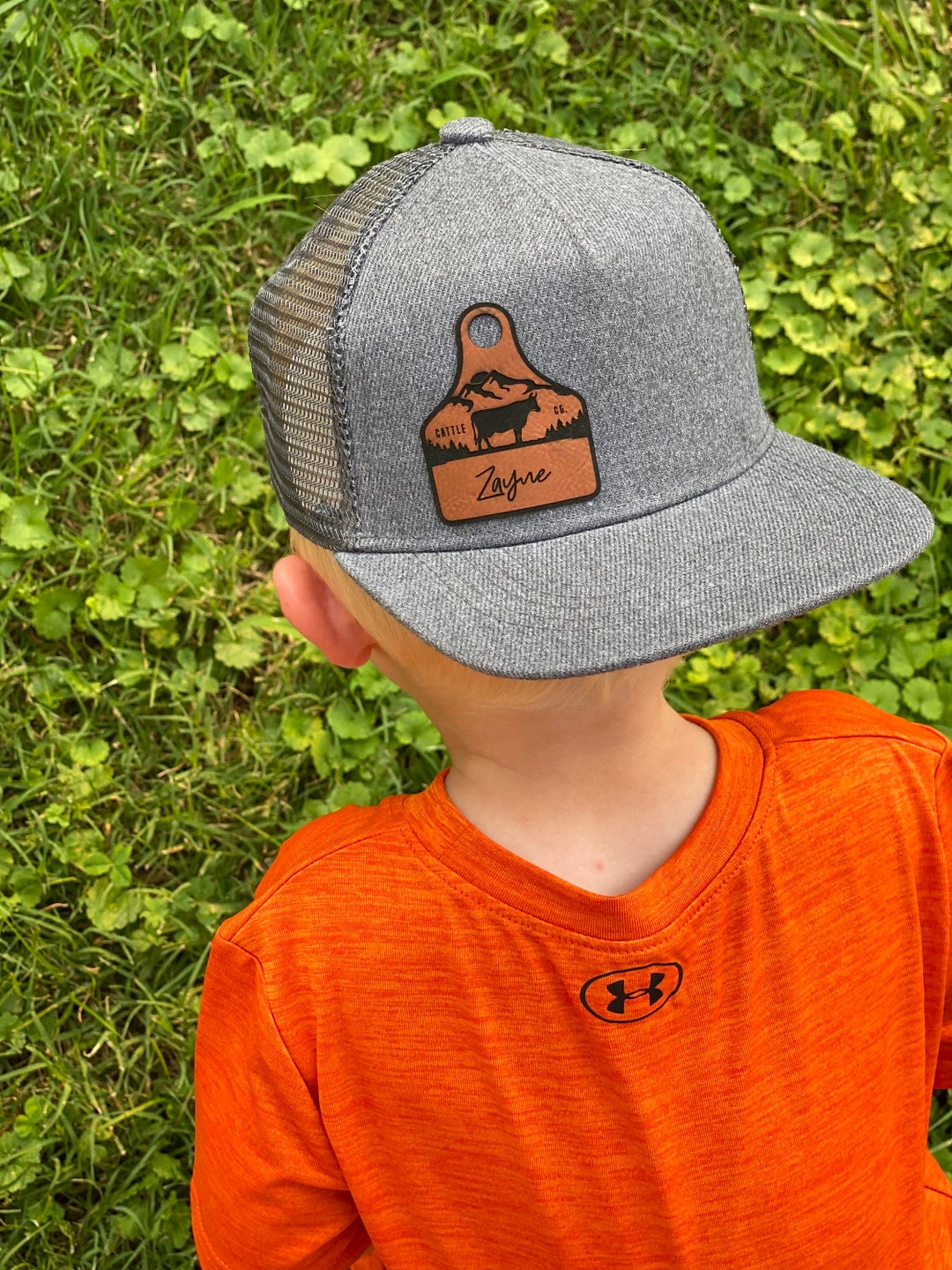 Custom Toddler Cattle Tag Hat | Personalized Leather Patch Hat - Etsy