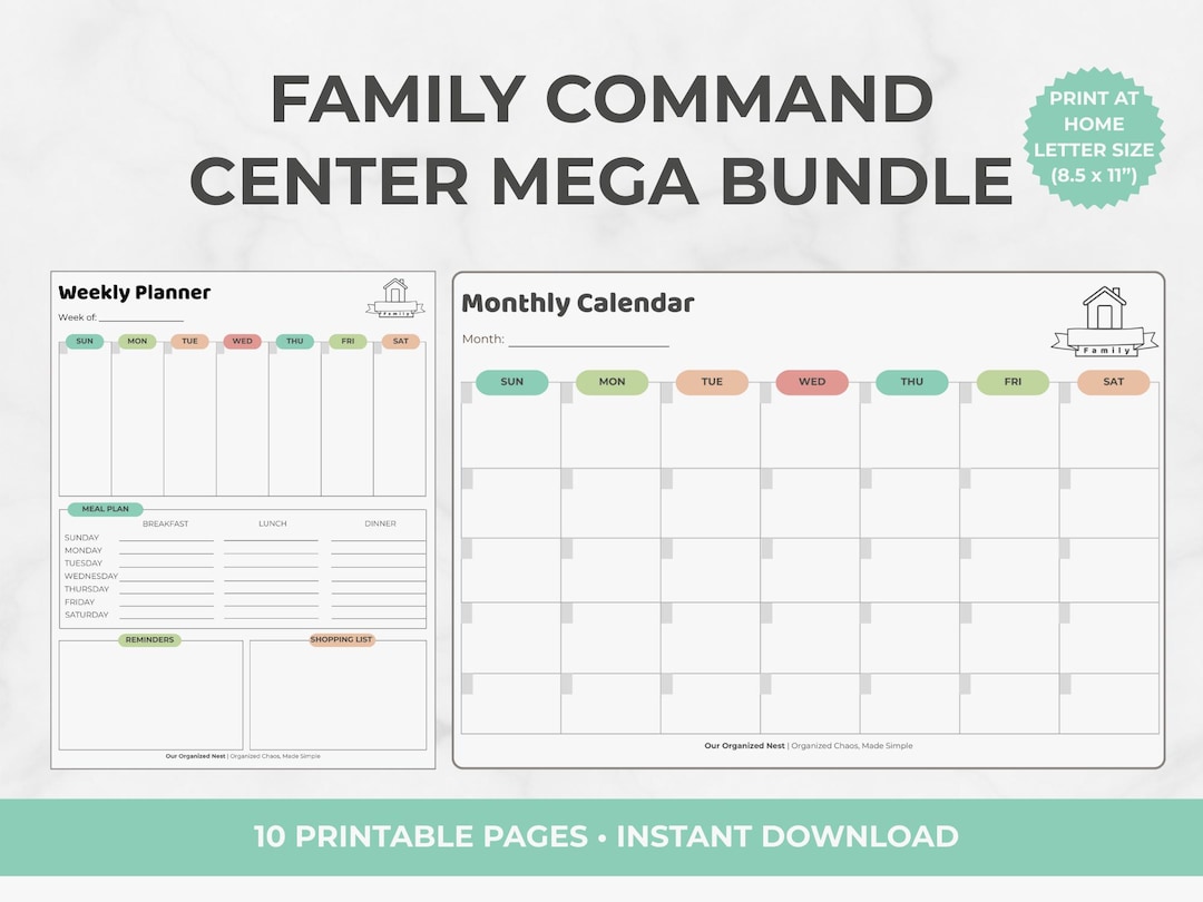 Family Command Center Printable Mega Bundle | DIY Dry Erase ...
