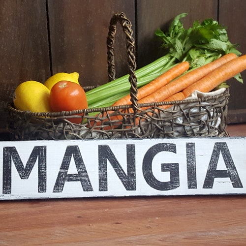 Italian Kitchen Sign Mangia Mangia Wood Vinyl Sign Eat Eat - Etsy