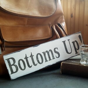 Bottoms Up, Cheers Sign, Home Bar Decor, Bartender Gift - Etsy