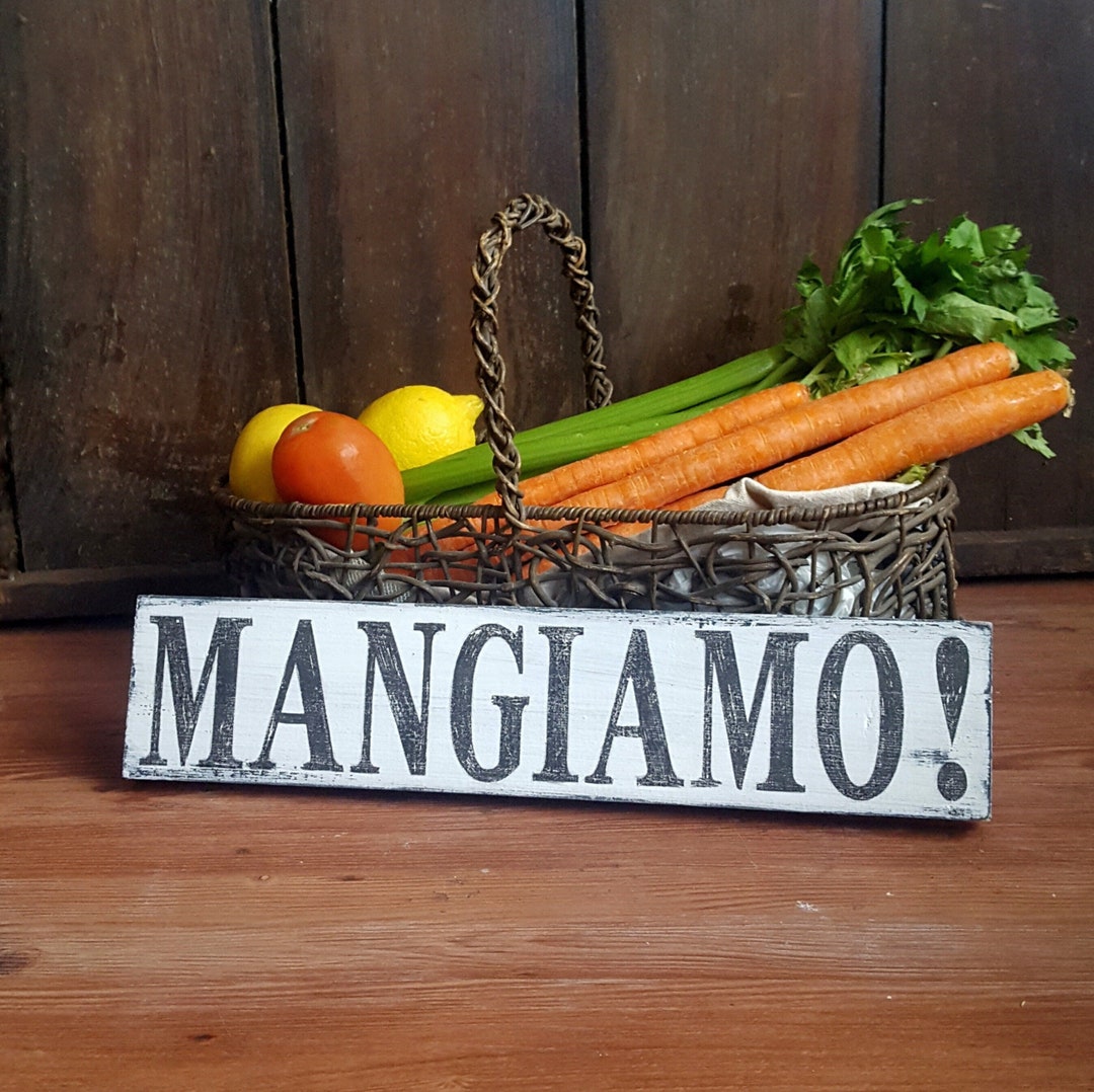 Mangiamo, Let's Eat, Italian Kitchen Sign, Tuscan Decor, Wood - Etsy