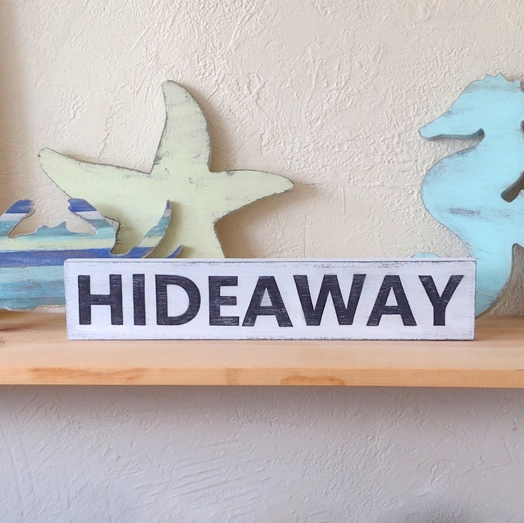 HIDEAWAY Sign Beach House Decor Rustic Cabin Plaque - Etsy