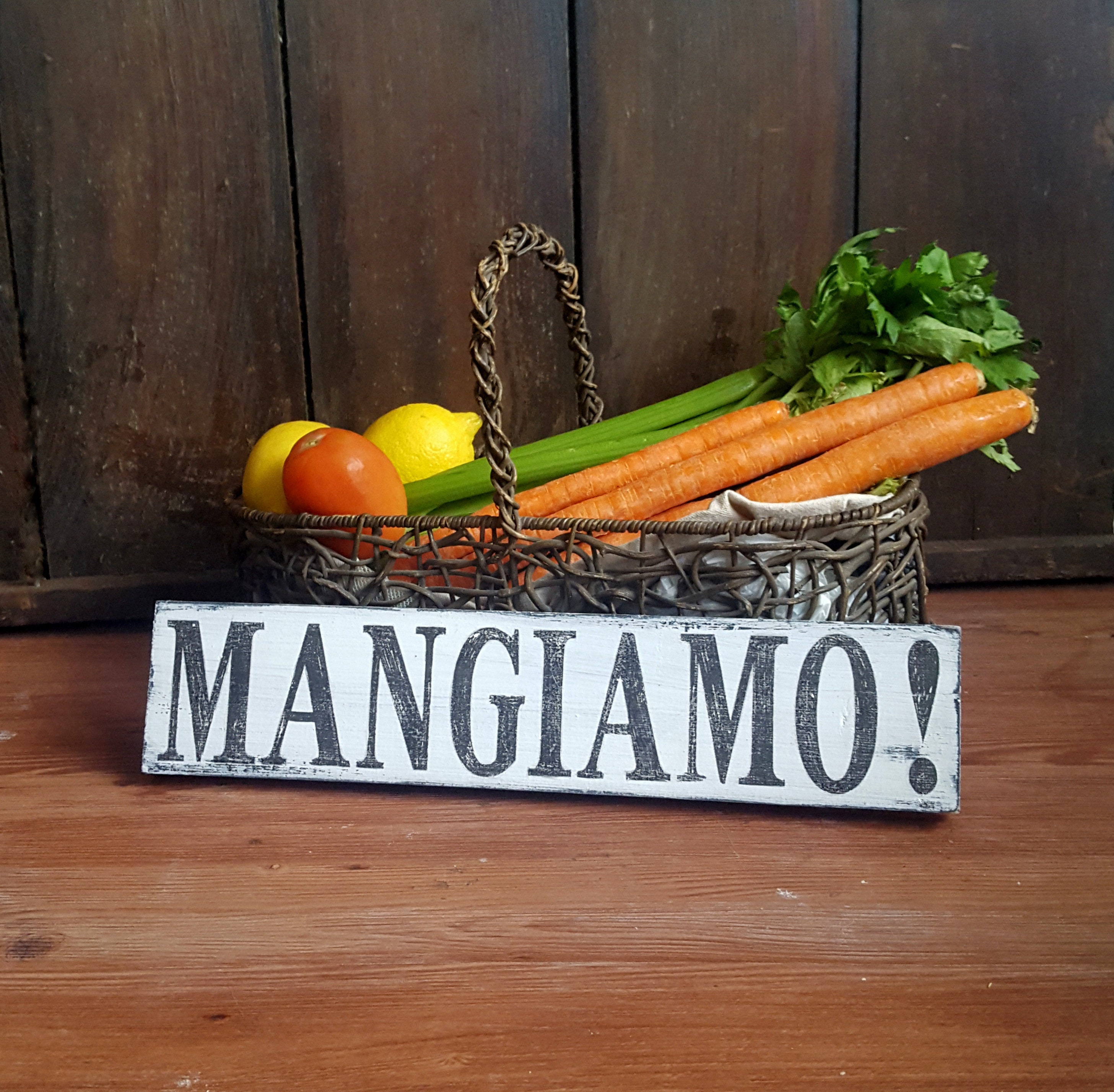 Mangiamo Let's Eat Italian Kitchen Sign Tuscan Decor - Etsy