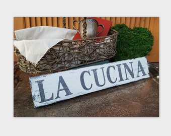 Italian Kitchen Sign La Cucina Wood Block Sign Custom Italian Shelf ...