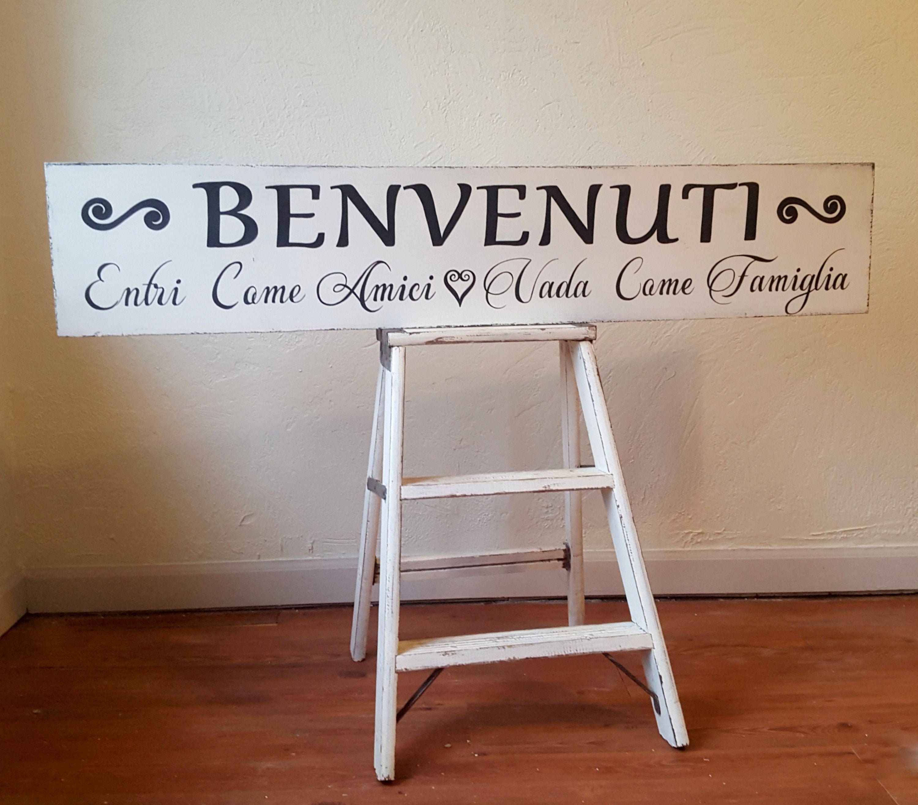 Large Italian Sign Welcome Enter as Friends Leave as - Etsy