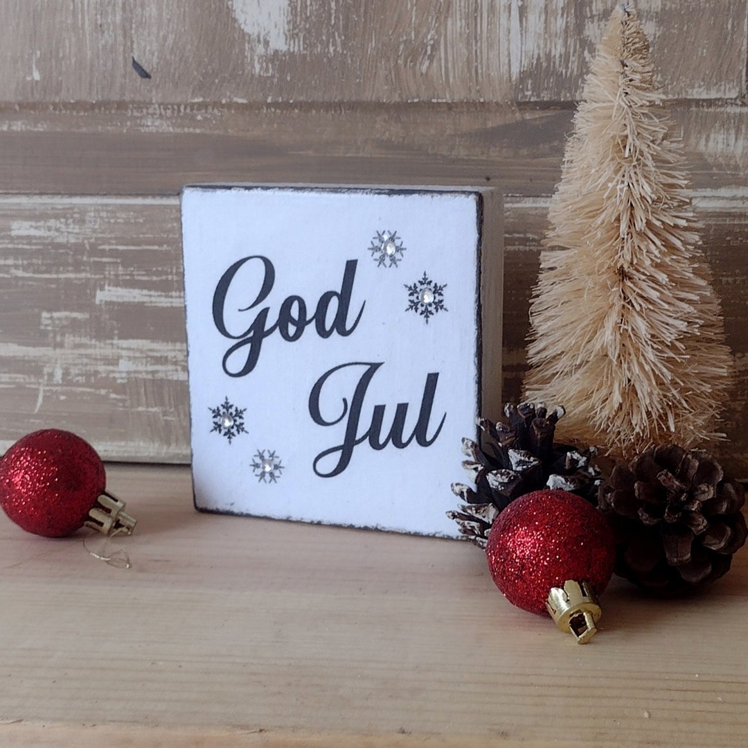 God Jul, Swedish Xmas Sign, Mini Plaque, Norwegian - Etsy