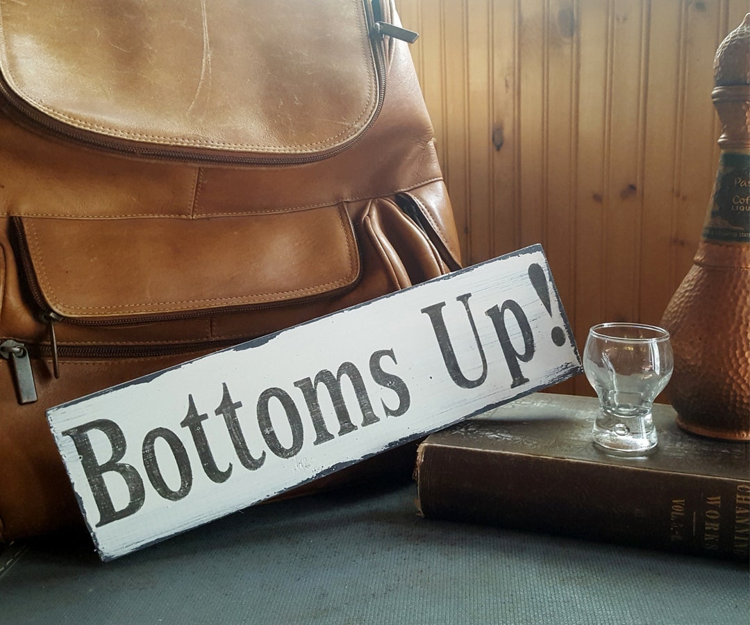 Bottoms Up Cheers Home Bar Decor Brewery Sign - Etsy