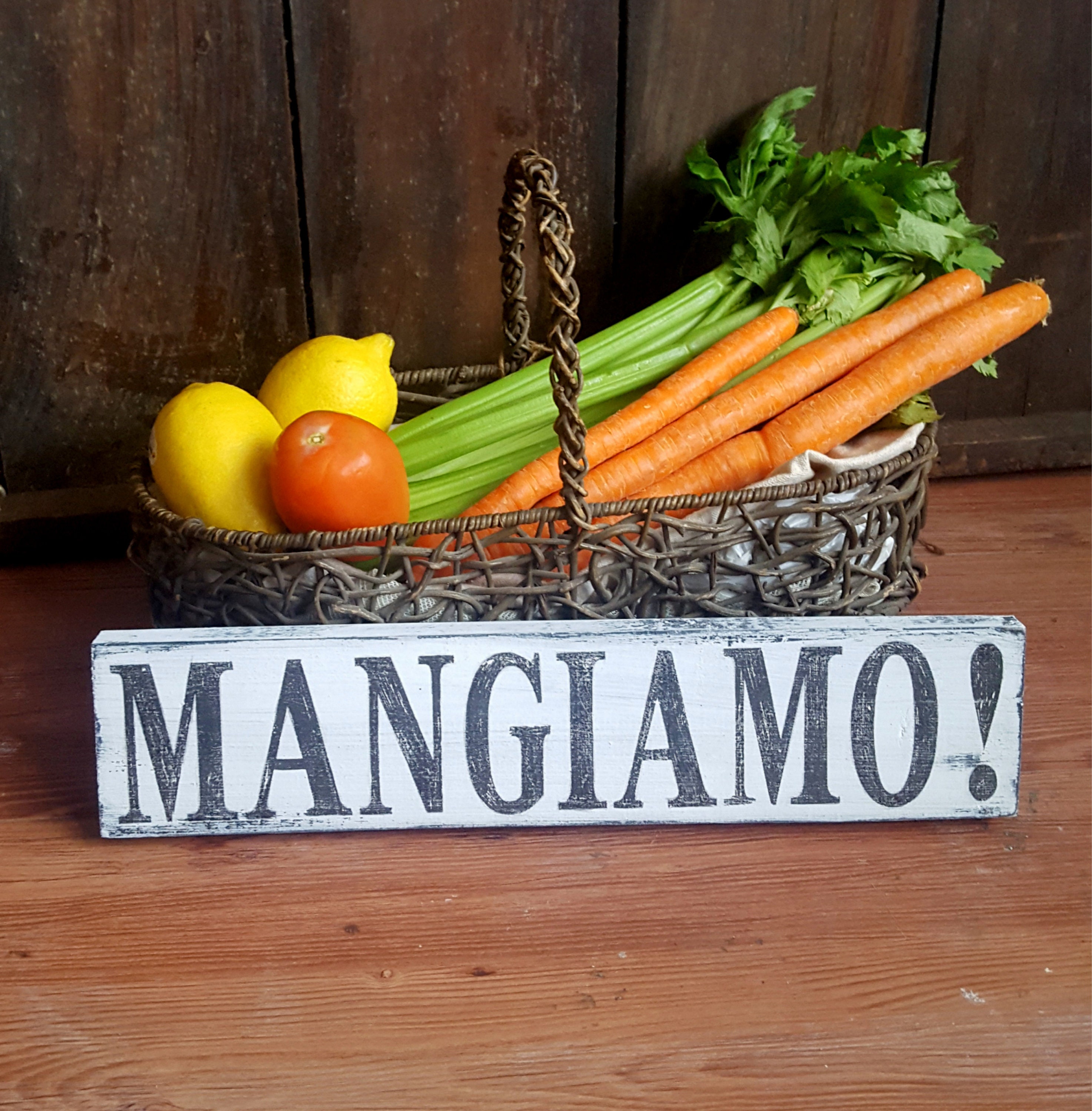 Mangiamo Let's Eat Italian Kitchen Sign Tuscan Decor - Etsy