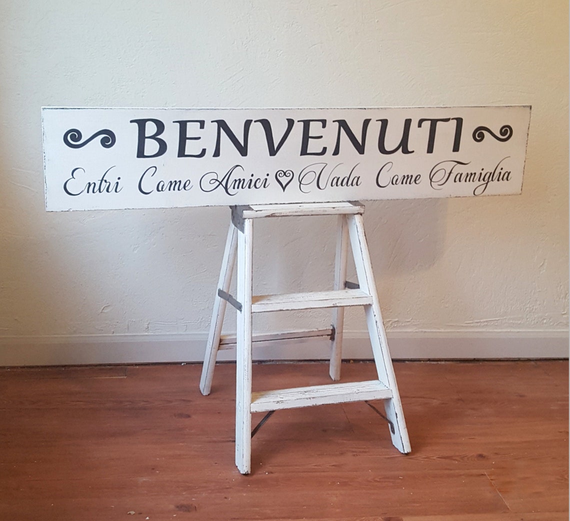 Large Italian Sign Welcome Enter as Friends Leave as - Etsy