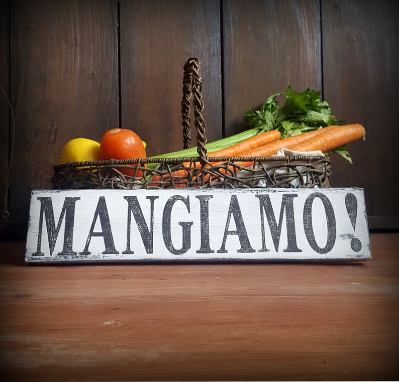 Mangiamo, Let's Eat, Italian Kitchen Sign, Tuscan Decor, Wood - Etsy