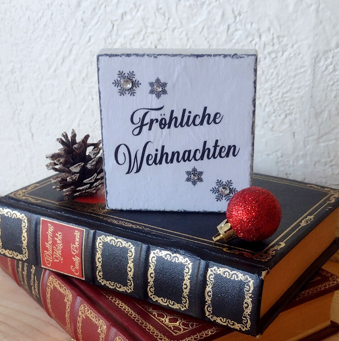 German Xmas Sign, Frohliche Weihnachten, Mini Plaque - Etsy