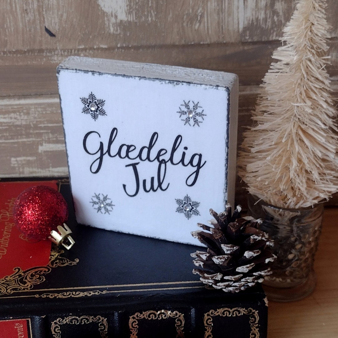Glædelig Jul, Danish Xmas Sign, Mini Plaque, Crystals - Etsy