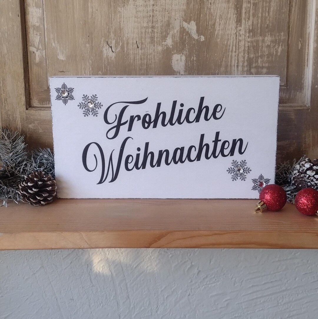 Fröhliche Weihnachten, German Decor, Snowflake Xmas Sign - Etsy