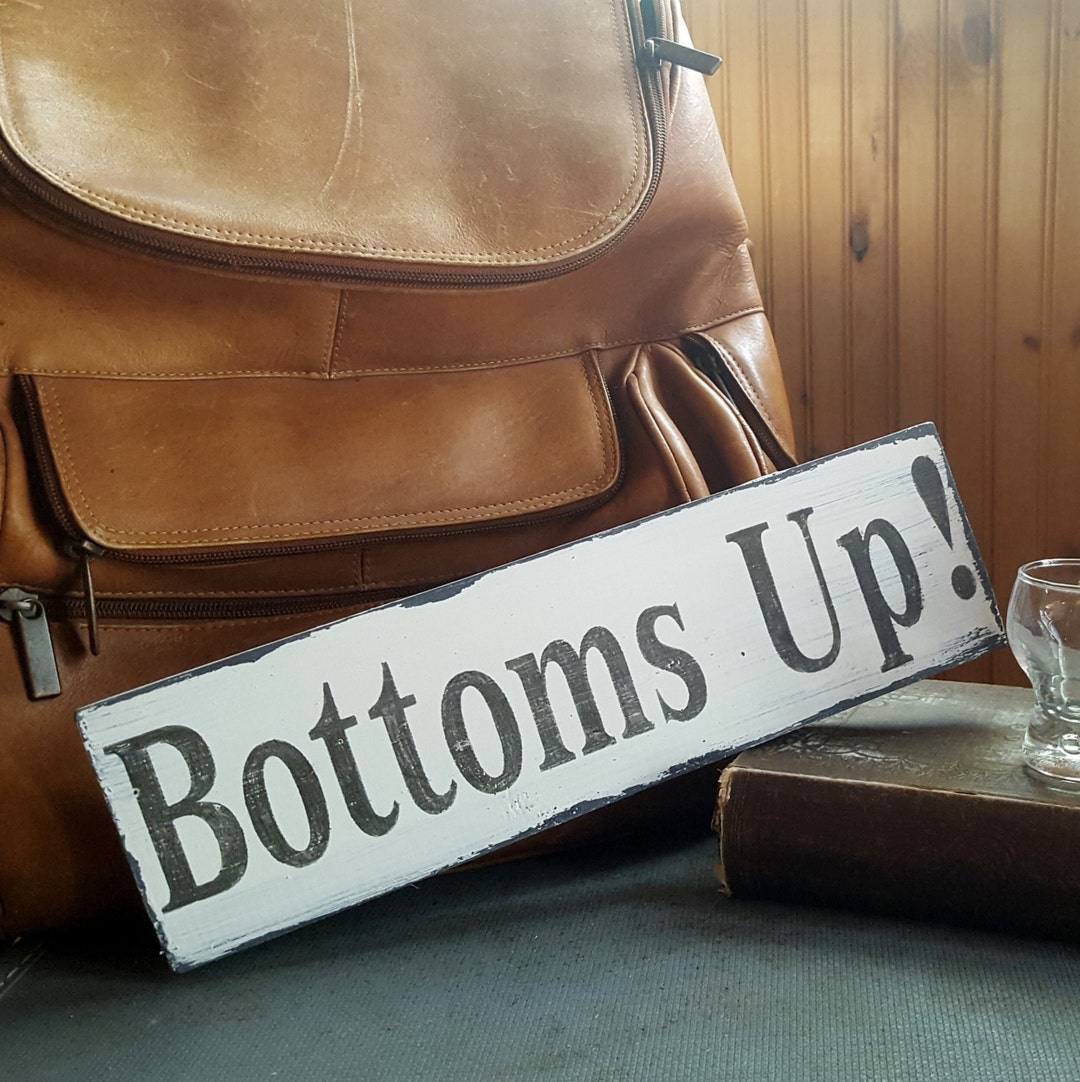 Bottoms Up, Cheers Sign, Home Bar Decor, Bartender Gift - Etsy