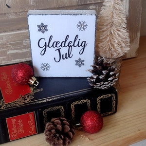 Glædelig Jul, Danish Xmas Sign, Mini Plaque, Crystals - Etsy