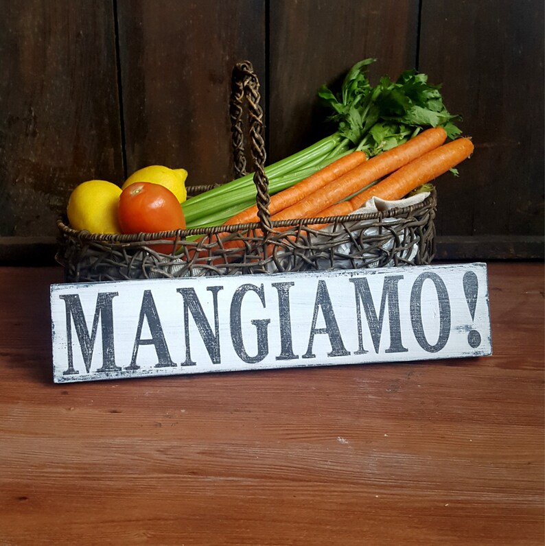 Mangiamo, Let's Eat, Italian Kitchen Sign, Tuscan Decor, Wood - Etsy