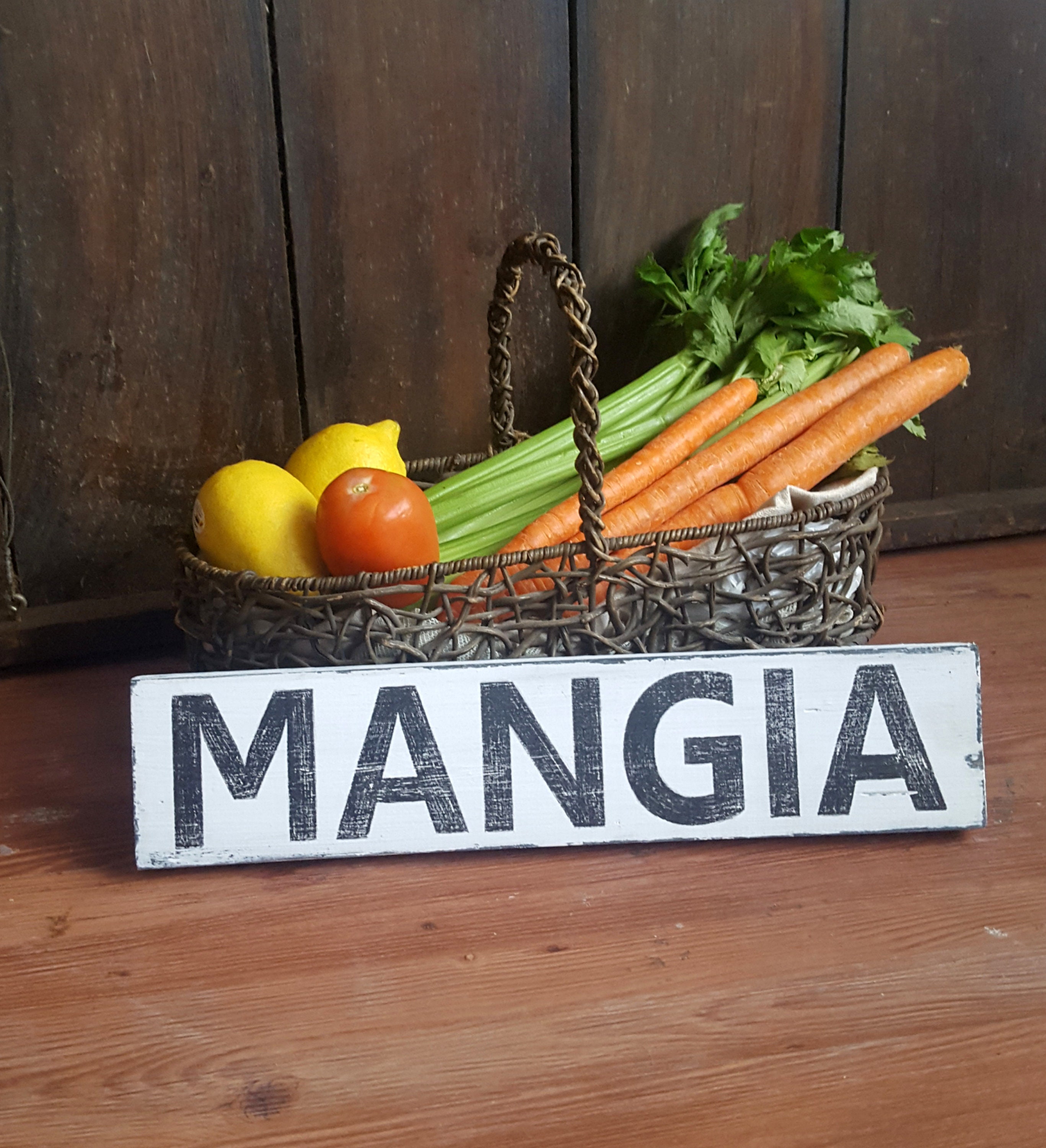 Mangia Sign Italian Quote Farmhouse Kitchen Wood Sign | Etsy