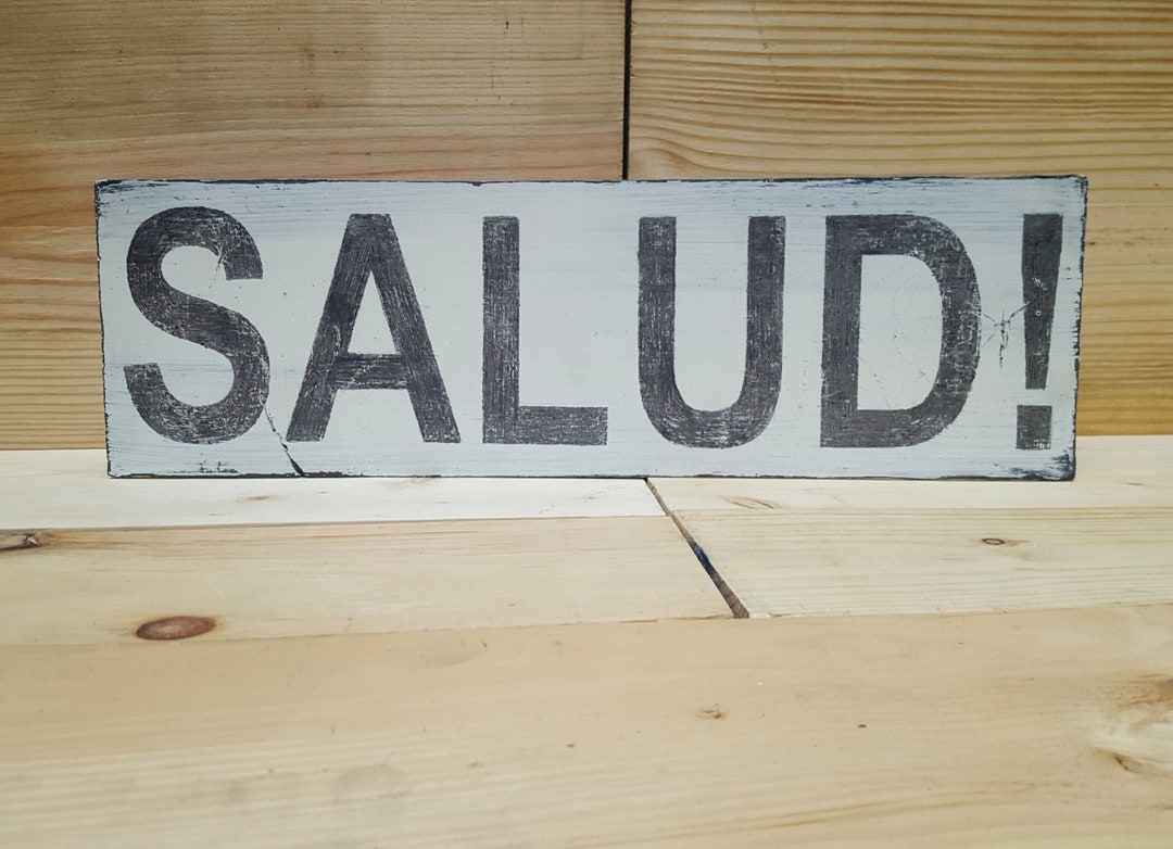 Salud, Spanish Quote, Cheers Sign, Home Bar Decor - Etsy