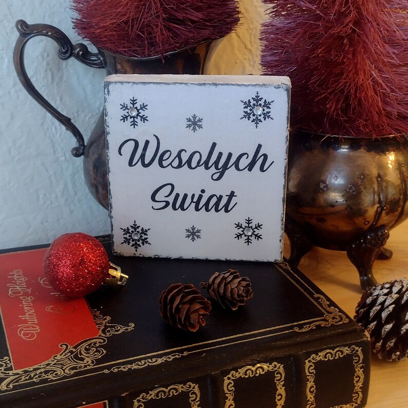 Wesolych Swiat, Mini, Polish Xmas Sign, Snowflakes & Crystals - Etsy