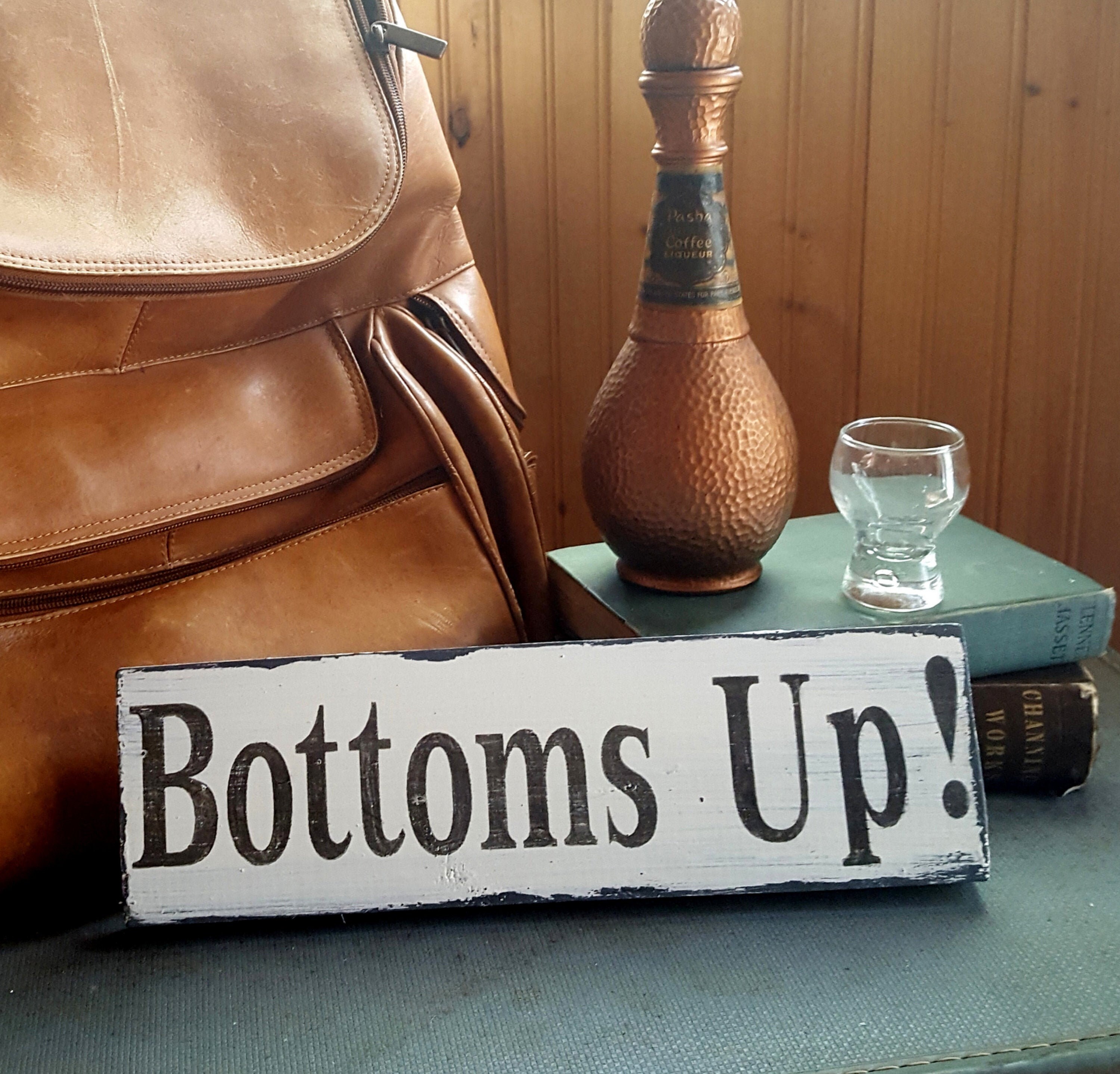 Bottoms Up Cheers Home Bar Decor Brewery Sign - Etsy