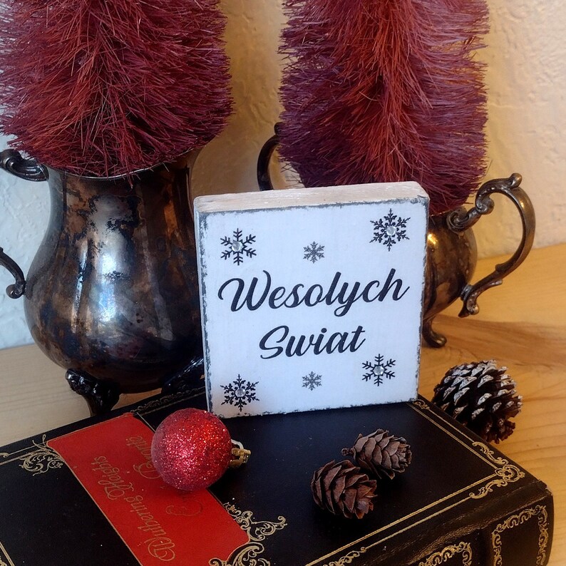Wesolych Swiat, Mini, Polish Xmas Sign, Snowflakes & Crystals - Etsy