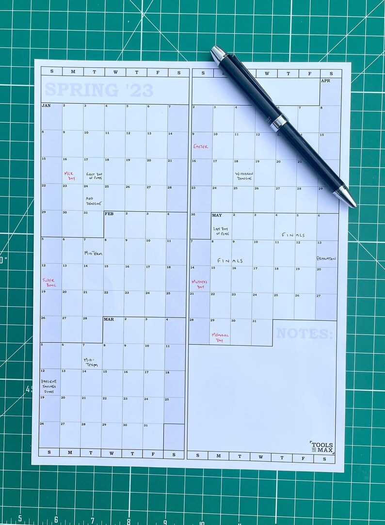 Printable 2022-2023 Academic Calendar Semester Calendar - Etsy
