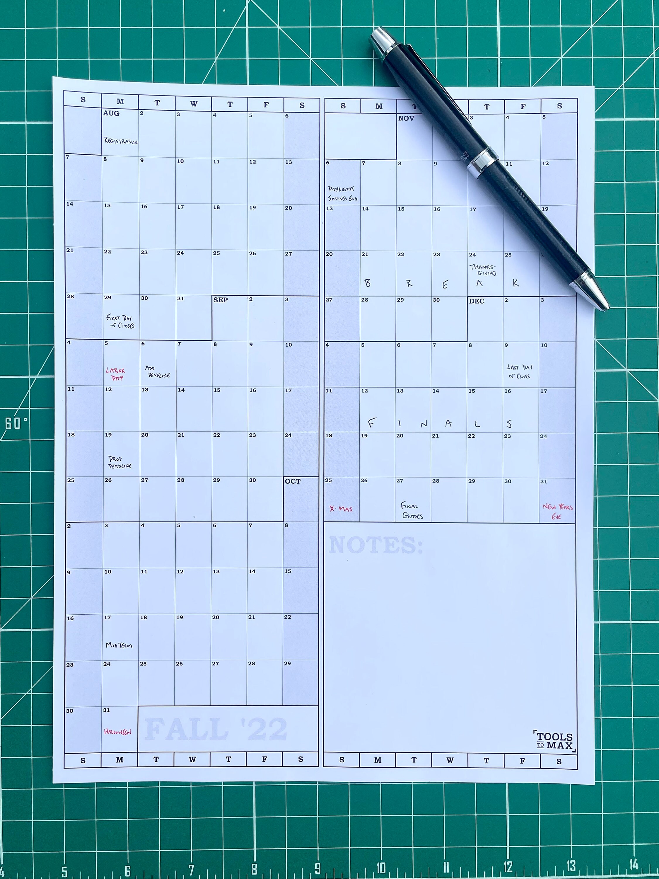 Printable 2022-2023 Academic Calendar Semester Calendar - Etsy