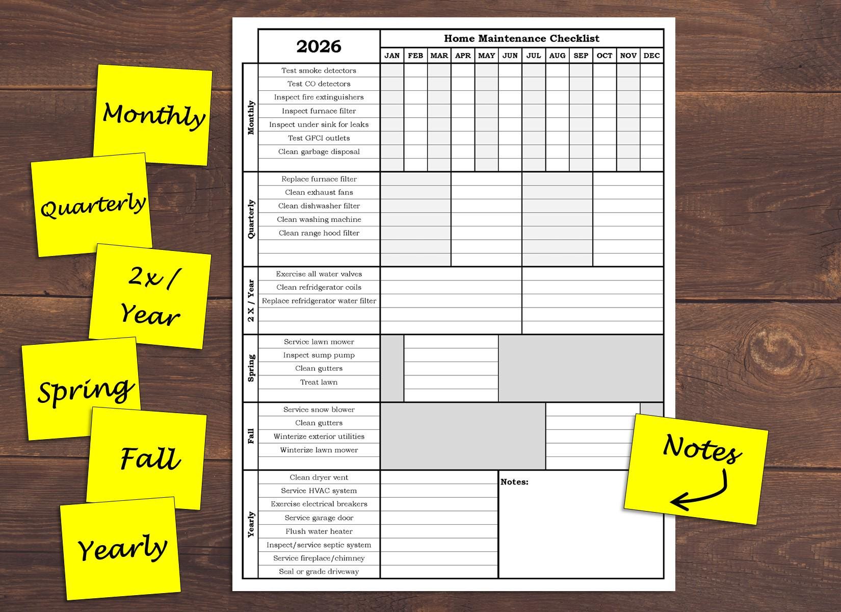 Printable Home Maintenance Checklist, Editable PDF Download - Etsy