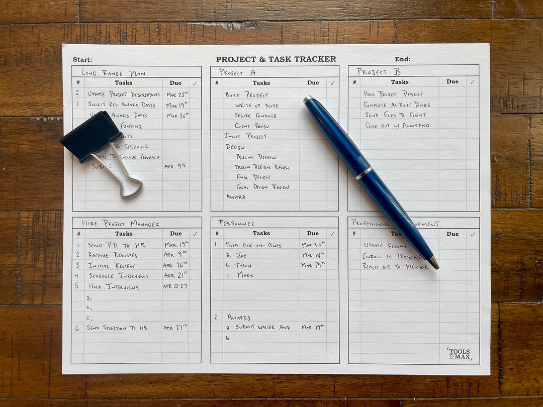 Printable Project and Task Tracker, Instant Download PDF, Letter & A4 ...