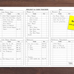 Printable Project and Task Tracker, Instant Download PDF, Letter & A4 ...