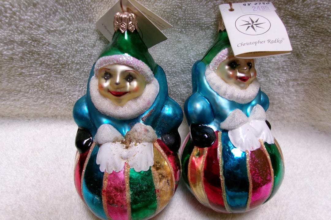 Vintage 1996 Christopher Radko Roly Poly Clown Glass Ornament 5" Tall X ...