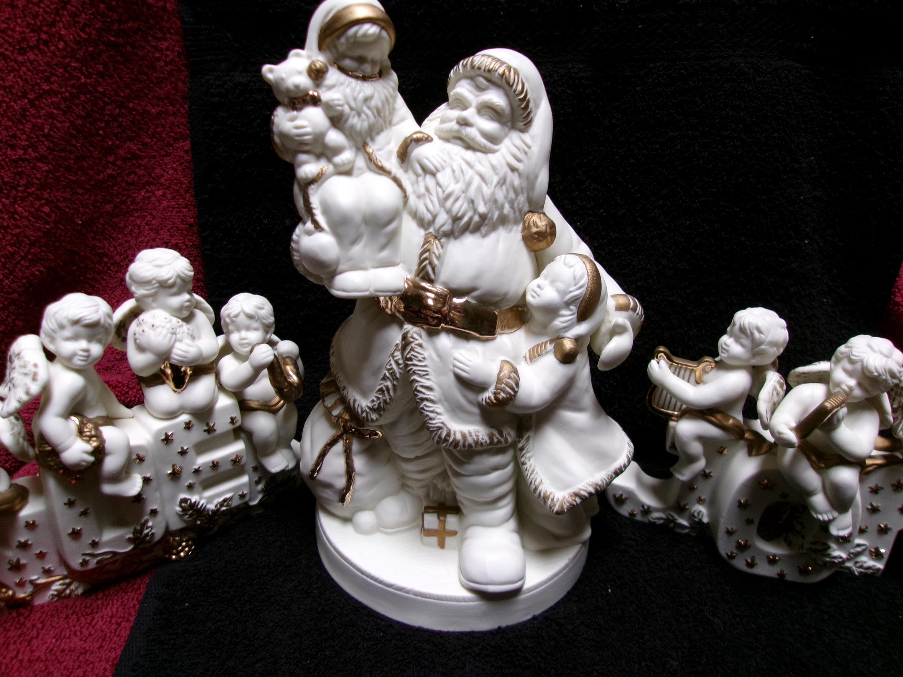 Vintage 1996 Bisque Buchase X 3 Set White Santa,angles,etc 10 1/2 ...