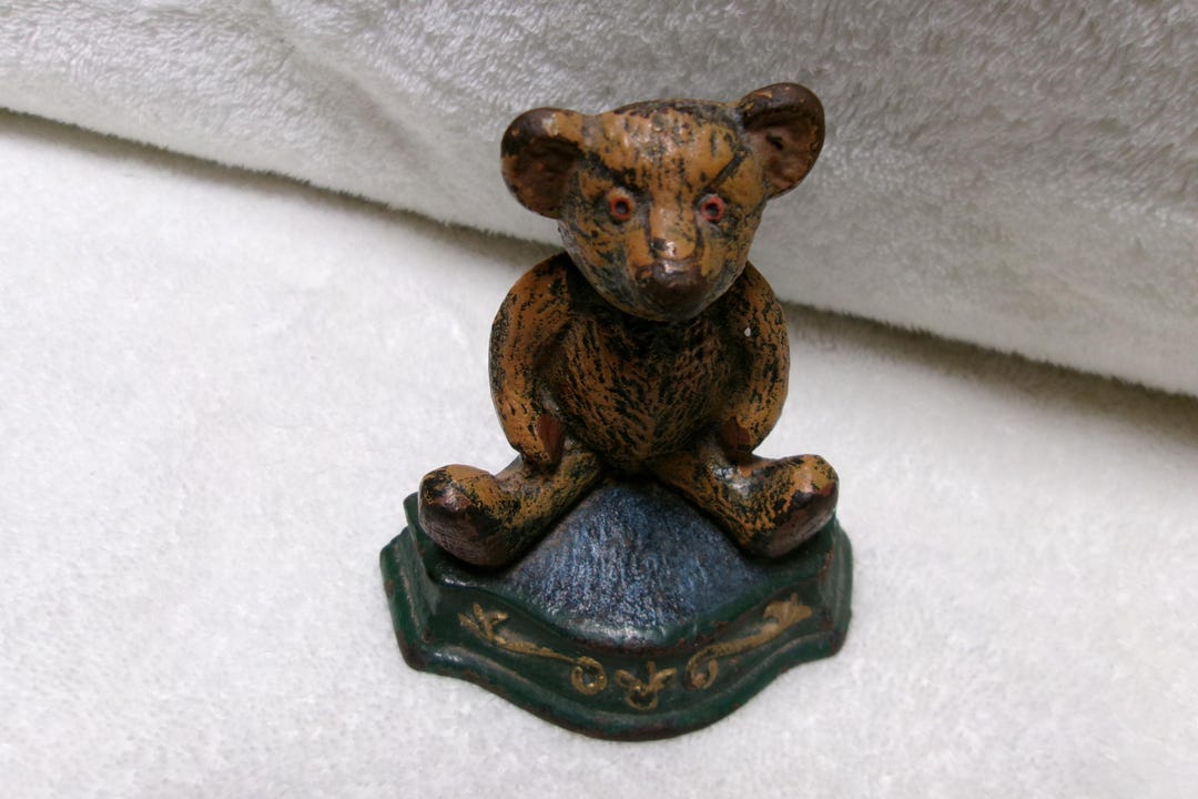 Vintage Cast Iron Teddy Bear Door Stop/wedge 2lbs - Etsy