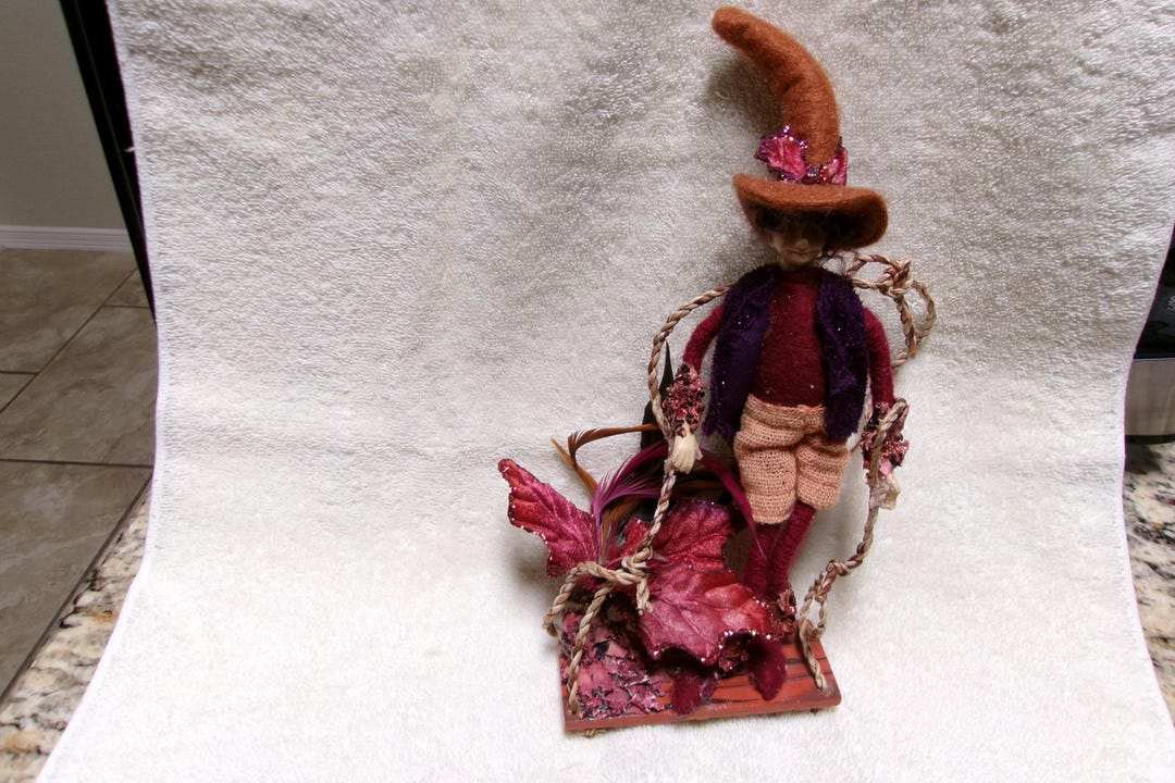 Vintage Woodland/forest Elf Standing on a Swing 10" Reglued Hands to ...